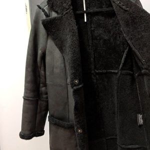 Max Studio | Jackets & Coats | Max Studio Designer Shearling Black Coat ...